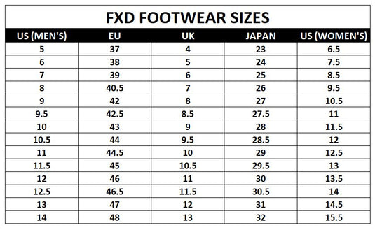 FXD SIZE CHART